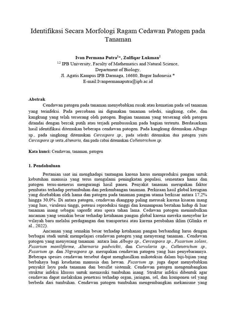 Morfologi Cendawan Patogen Tanaman | PDF