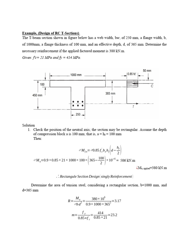 T-Section Design and Reinforcement | PDF | Materials | Civil Engineering