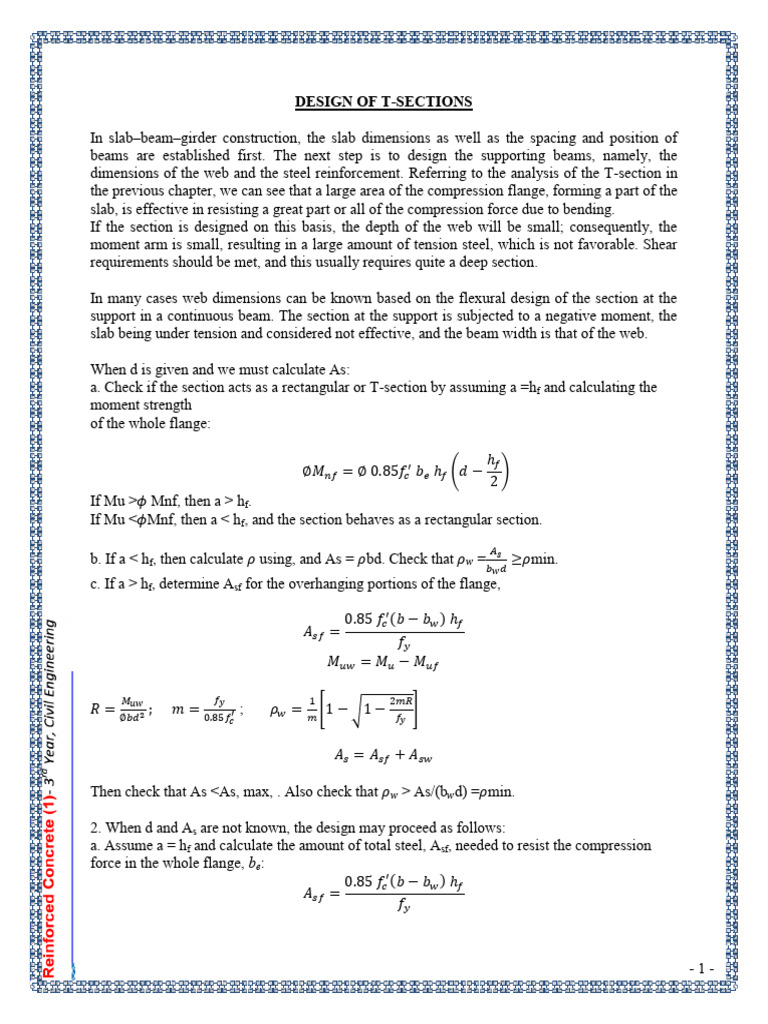 Design Guidelines for T-Sections | PDF | Beam (Structure) | Applied And Interdisciplinary Physics