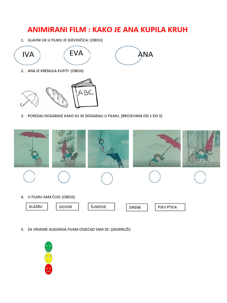 Animirani Film Kako Je Ana Kupila Kruh Listić | PDF