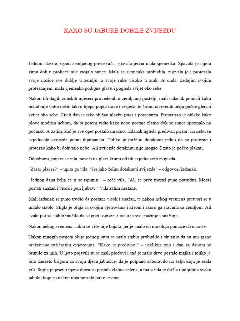 Kako Su Jabuke Dobile Zvijezdu | PDF