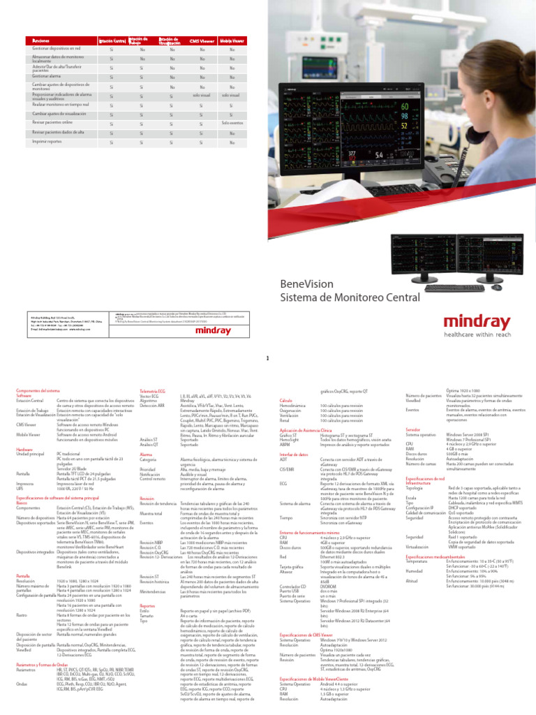 Central de Monitorizacion Mindray Benevision Cms II | PDF | Hardware de ...