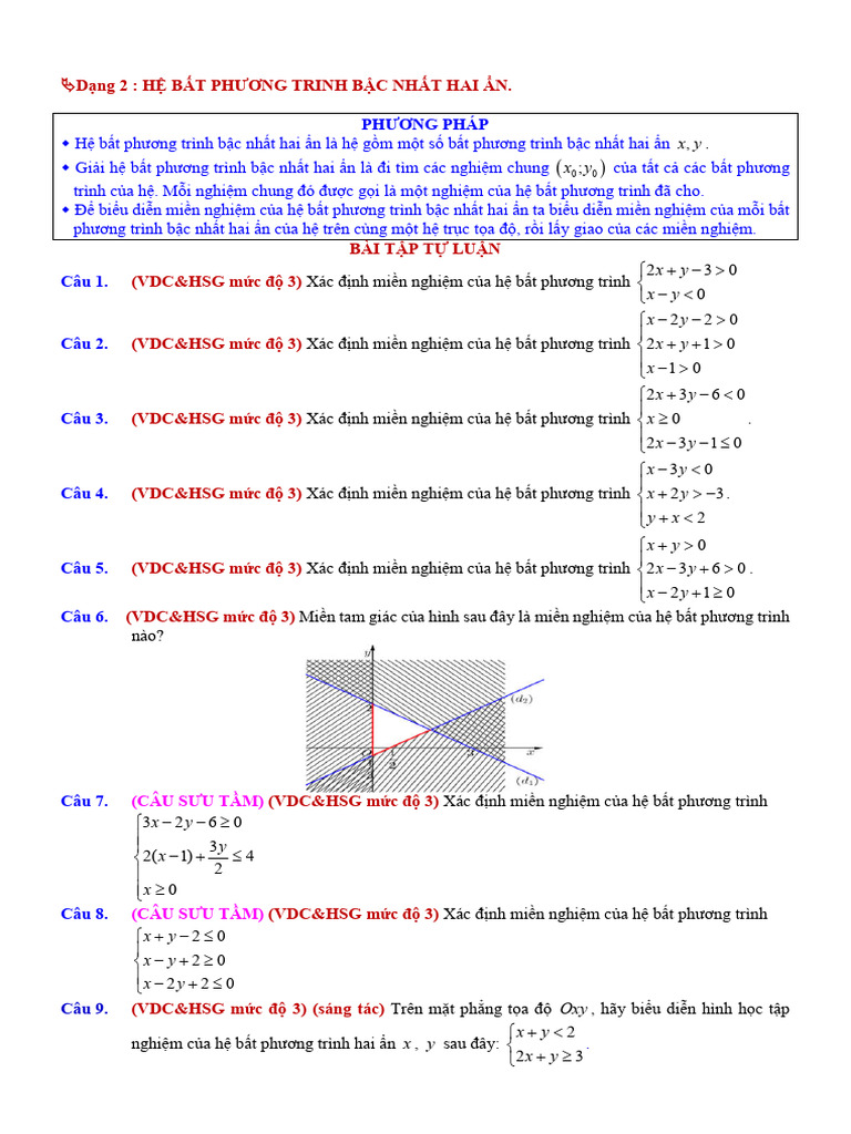 DOT 2 DANG 2 HE BAT PHUONG TRINH BAC NHAT 2 BIEN ĐỀ | PDF