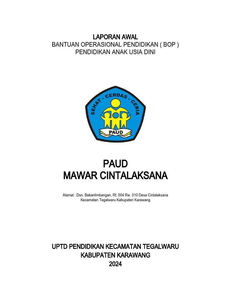 Laporan Awal Bop Paud 2017 | PDF