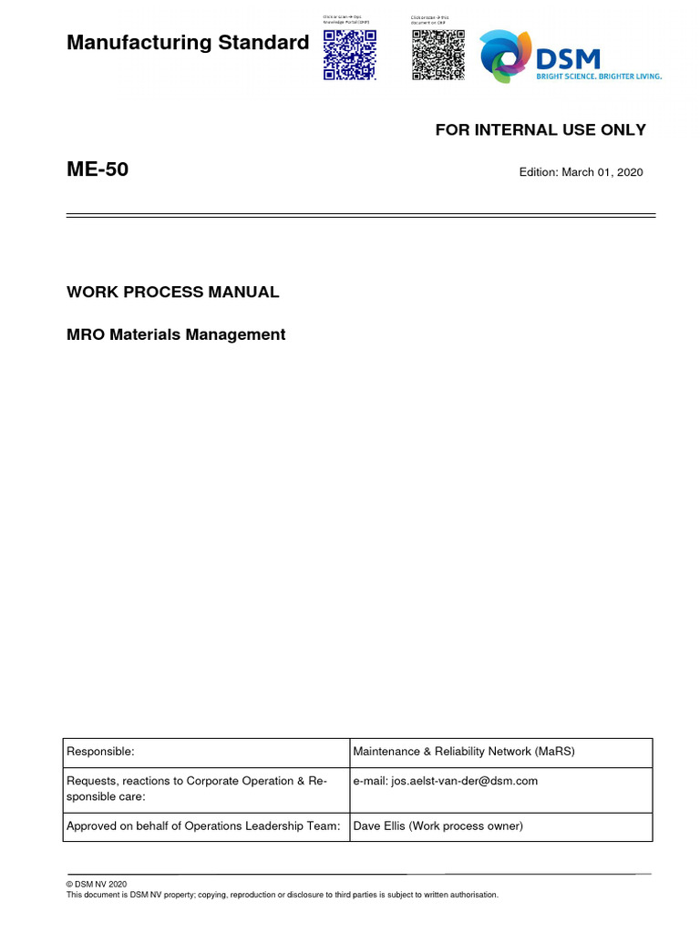 ME50 MRO Materials Management Manual 20200301 (C) | PDF | Inventory ...