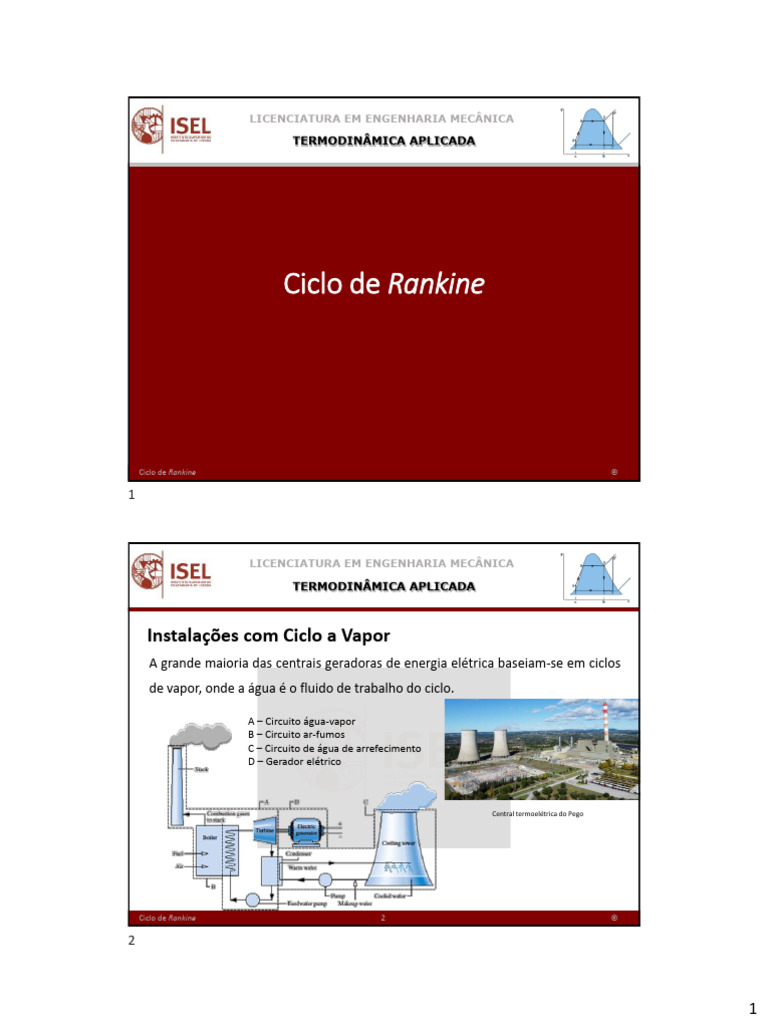 7 - Ciclo de Rankine - v2023 | PDF | Termodinâmica | Motor a vapor