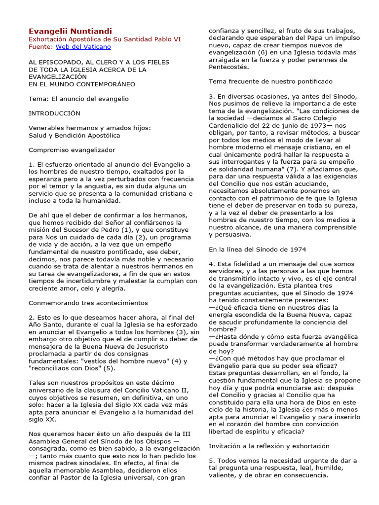 Evangelii Nuntiandi - Pablo VI - 1975 - Exhortación Apostólica ...