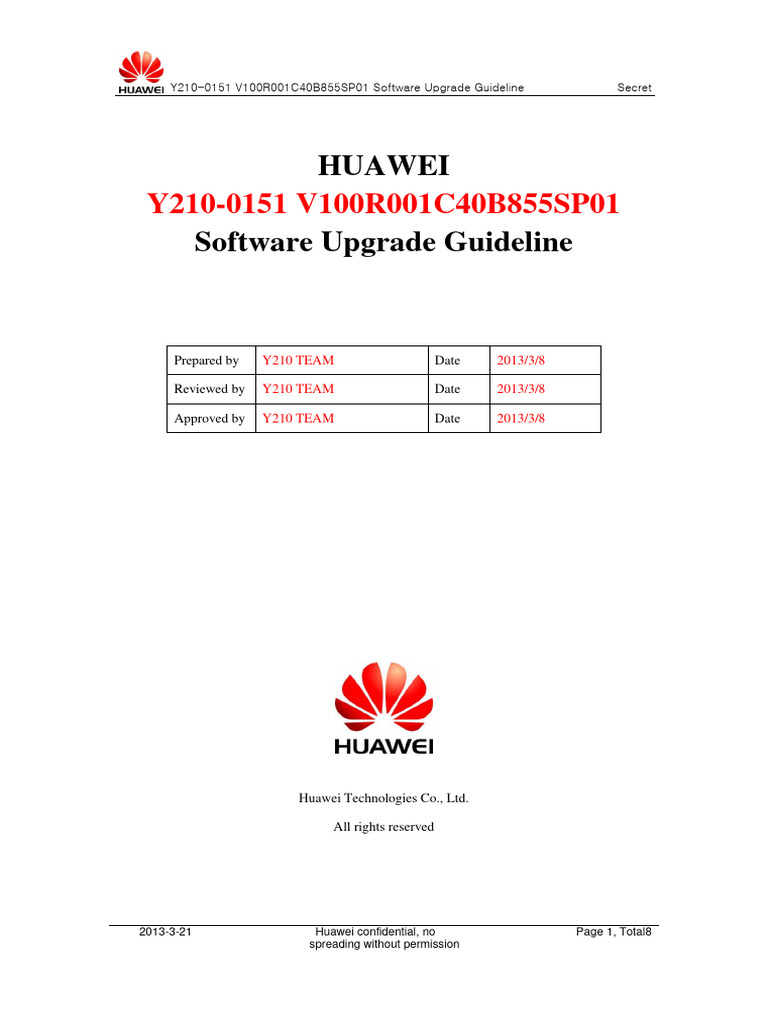 HUAWEI Y210-0151 V100R001C40B855SP01 Software Upgrade Guideline | PDF | Zip (File Format ...
