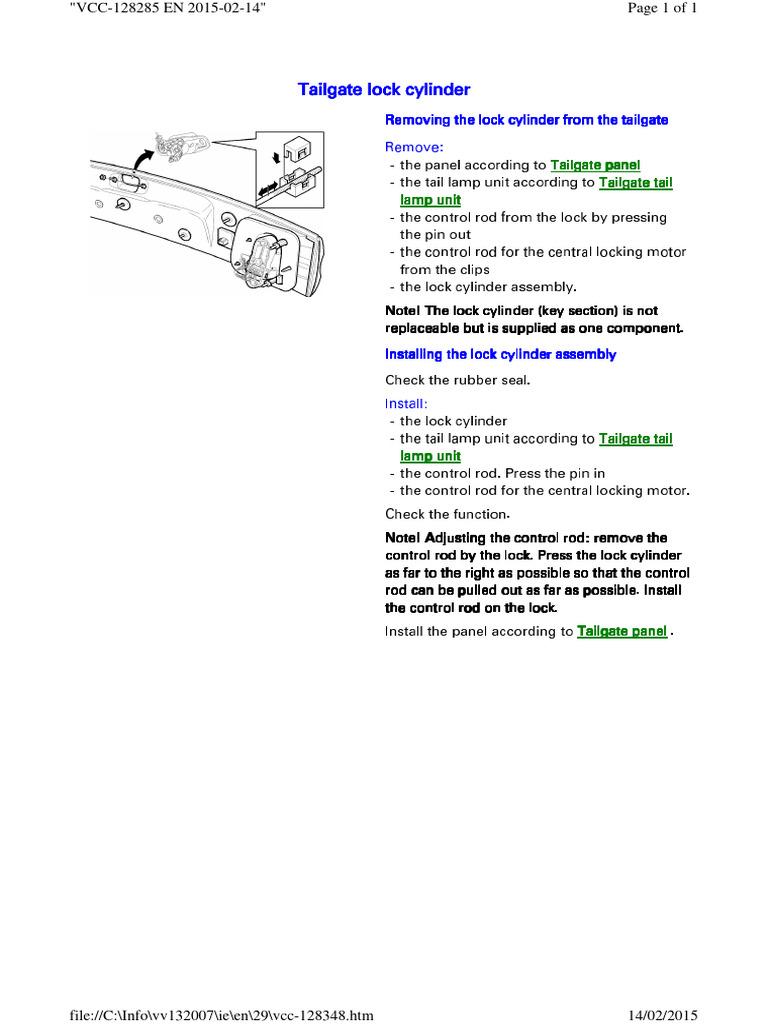 Tailgate Lock Cylinder Installation Guide | PDF