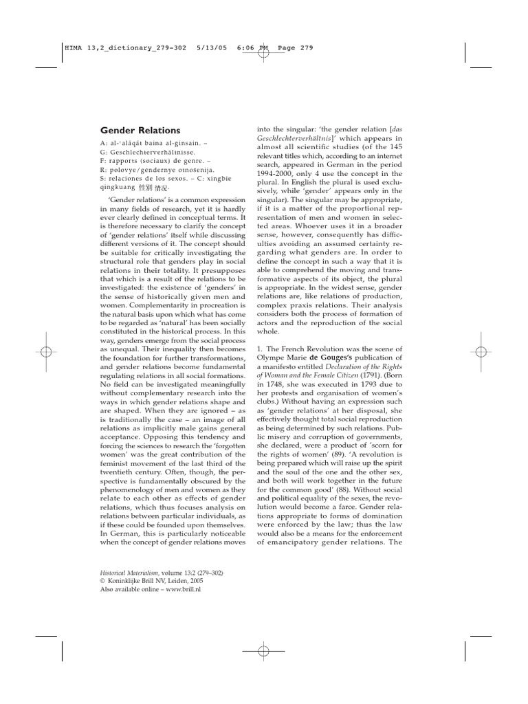 Gender Relations HCDM | PDF