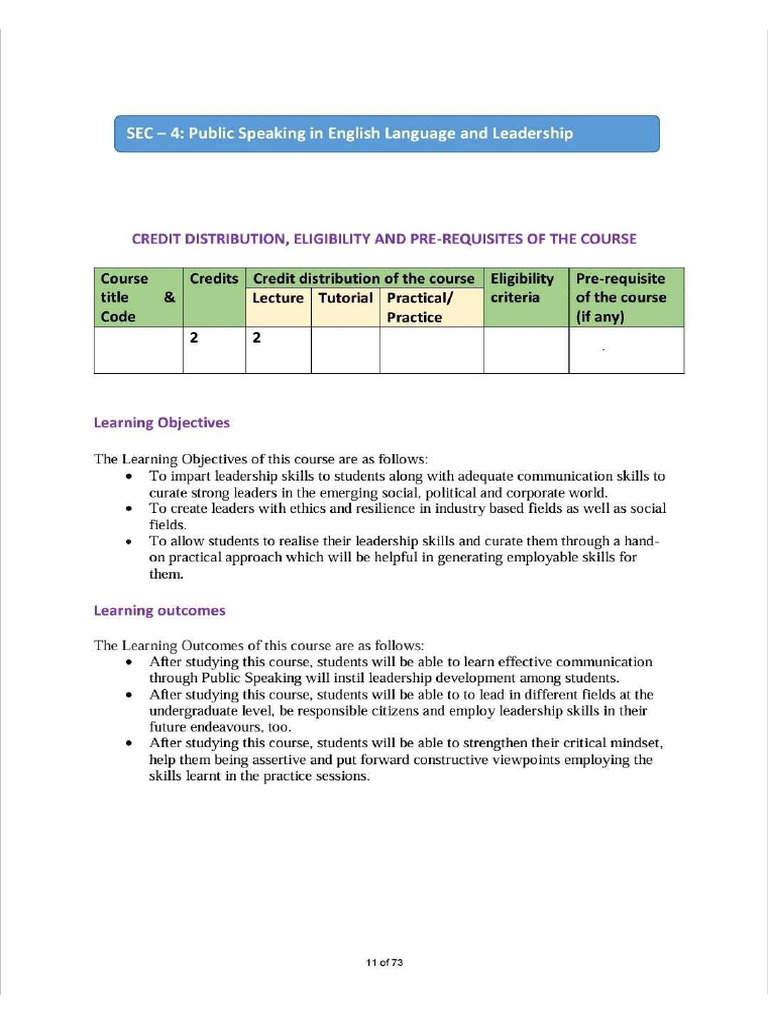 Public Speaking Syllabus | PDF
