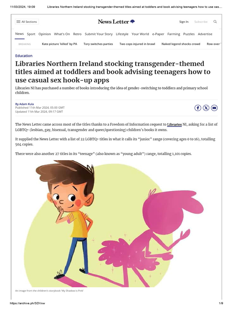 Libraries Northern Ireland Stocking Transgender-Themed Titles Aimed at ...
