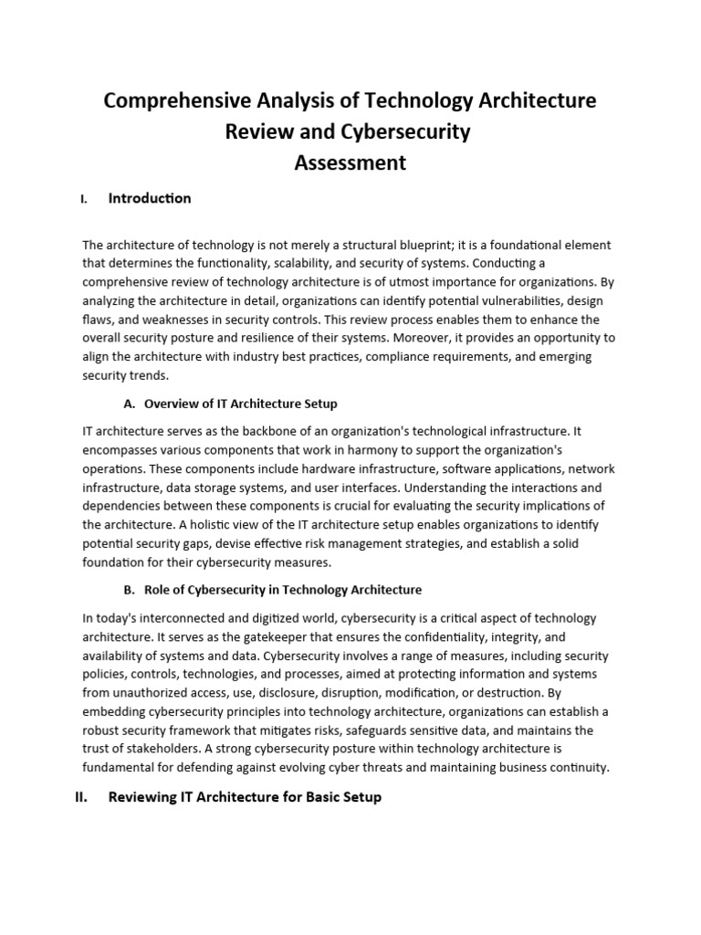 Analysis of Technology Architectures and Cybersecurity Assessment | PDF | Cloud Computing | Security
