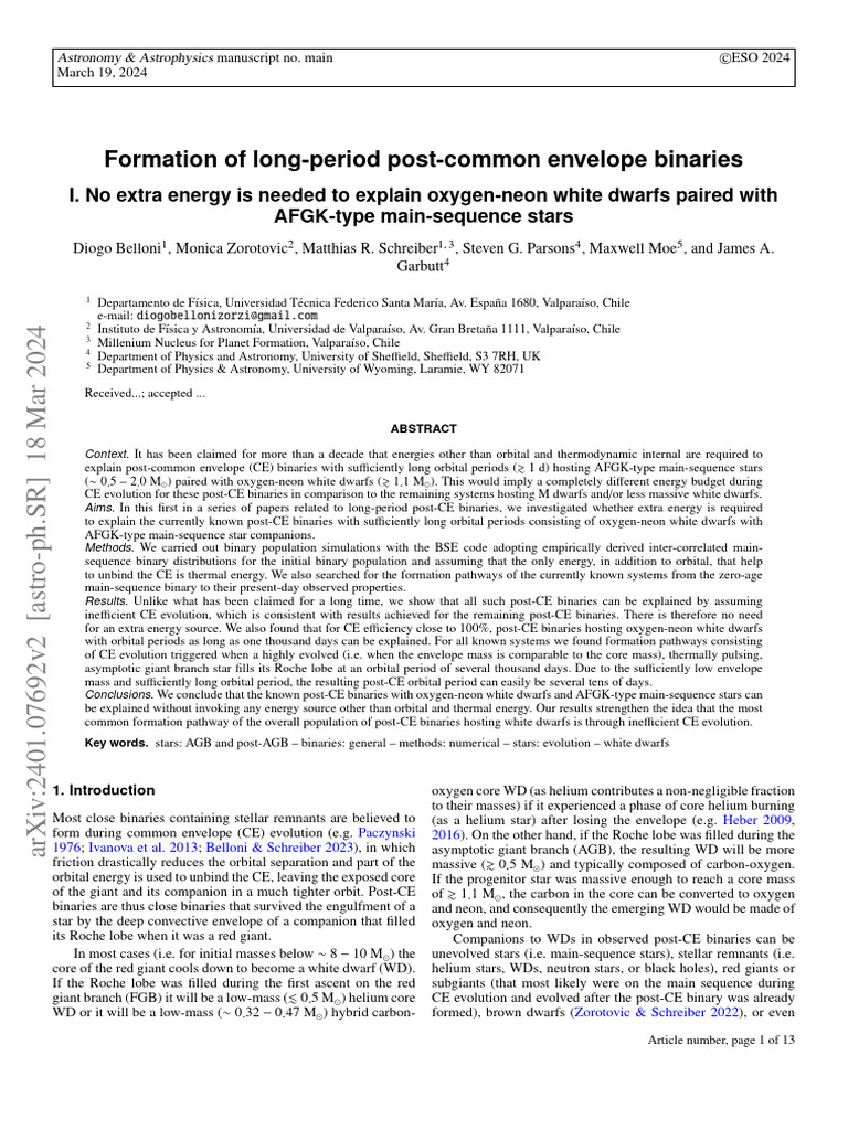 Formation of Long-Period Post-Common Envelope Binaries | PDF | Stars ...