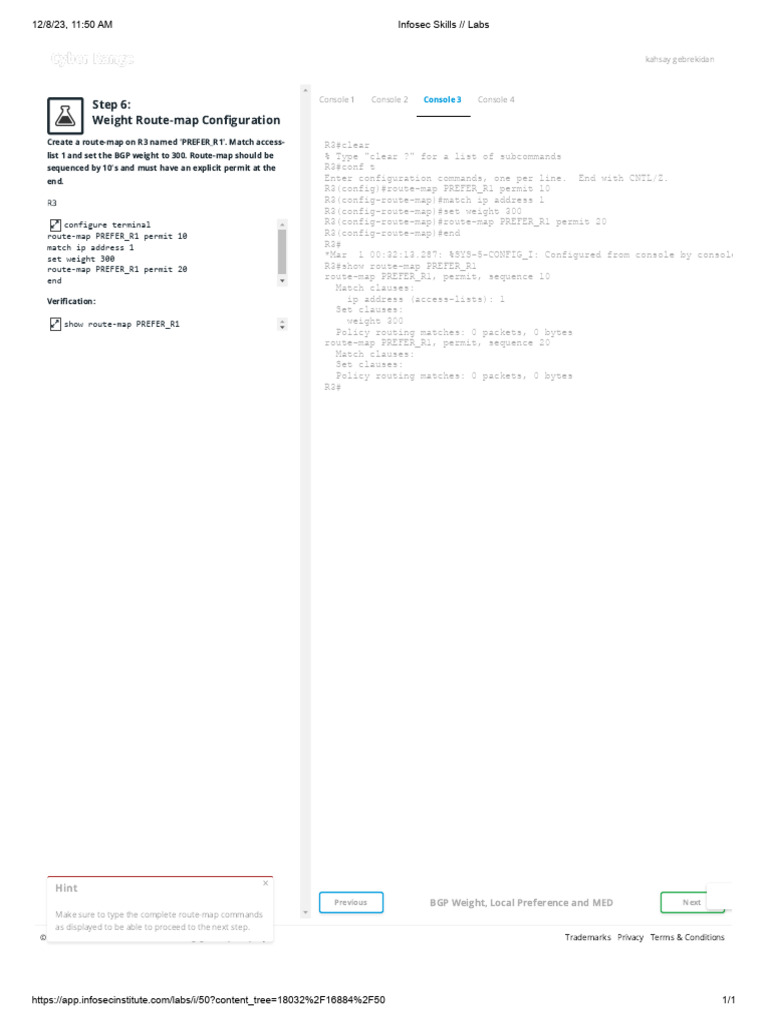 Weight Route-Map Configuration | Download Free PDF | Computer Science | Network Layer Protocols