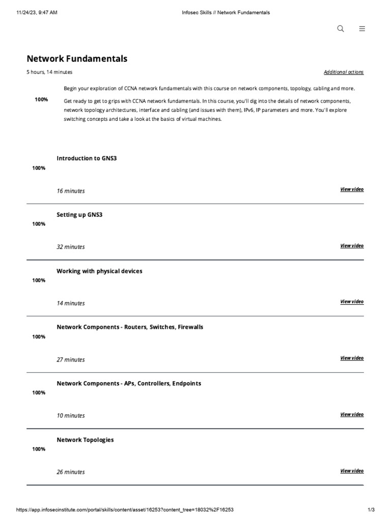 Infosec Skills - Network Fundamentals | PDF | Computer Network | Cisco Certifications
