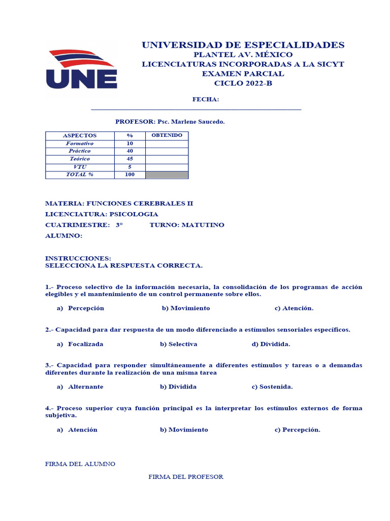Formato Examen Tercero. | PDF