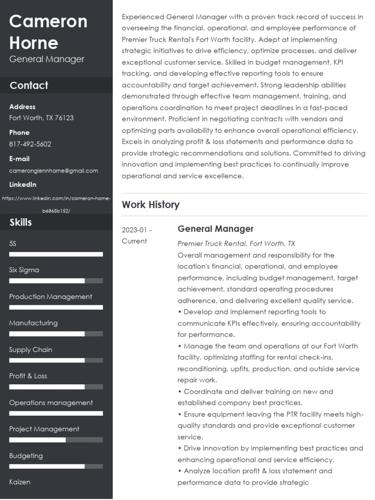 cameron horne resume pdf | PDF | Performance Indicator | Mentorship