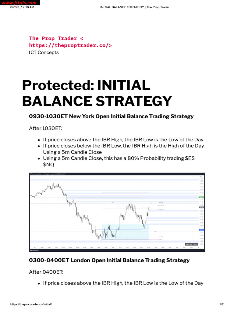 INITIAL BALANCE STRATEGY - The Prop Trader | PDF