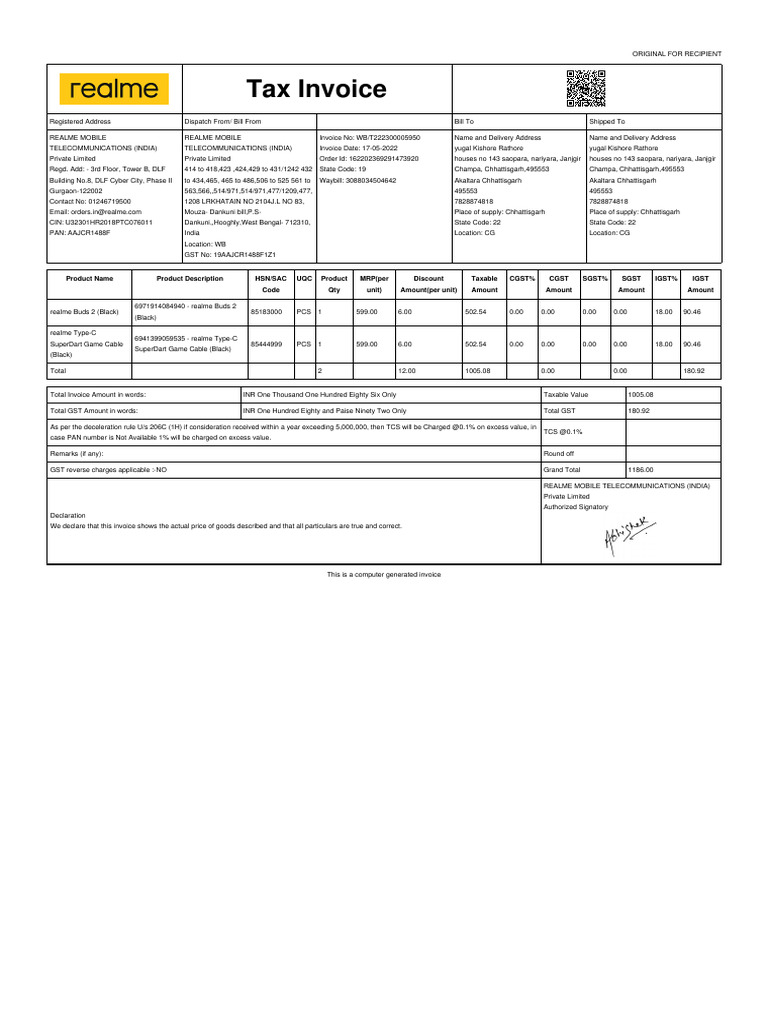 Tax Invoice | PDF | Taxation | Payments