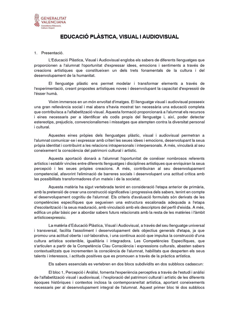 Educacio Plastica Visual I Audiovisual | PDF