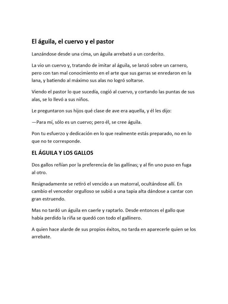 El Águila, El Cuervo y El Pastor | PDF