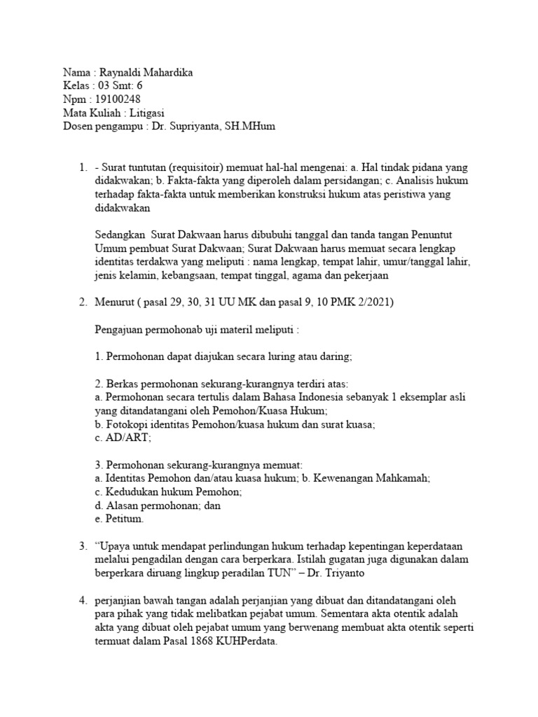 Uas Raynaldi Litigasi | PDF