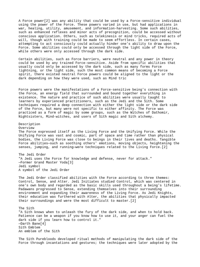 Force Powers Jedi | PDF | Jedi | Palpatine