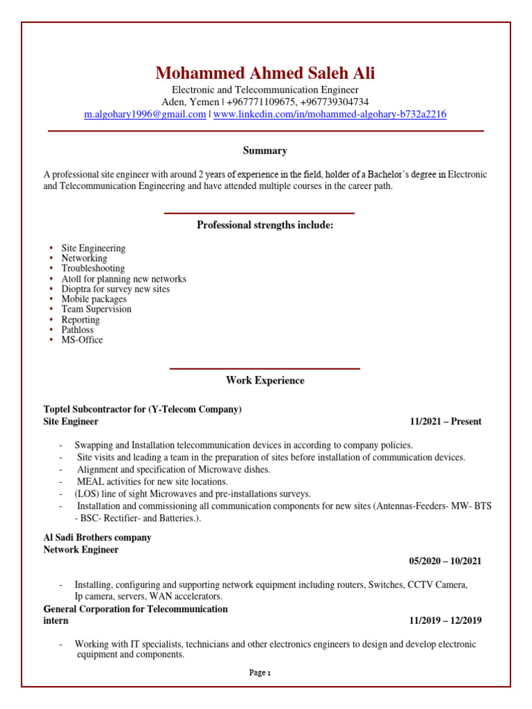 CV - Mohammed Ahmed Saleh | PDF | Cisco Certifications | Computer Network
