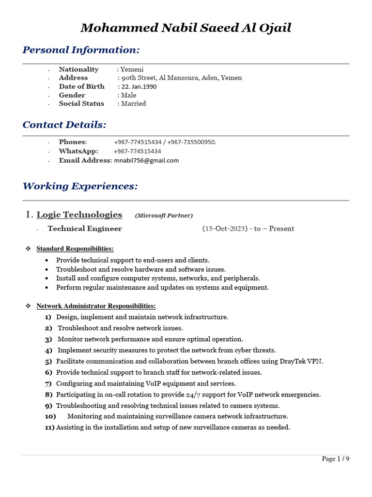 Mohammed Nabil CV 2024 | PDF | Databases | Computer Network