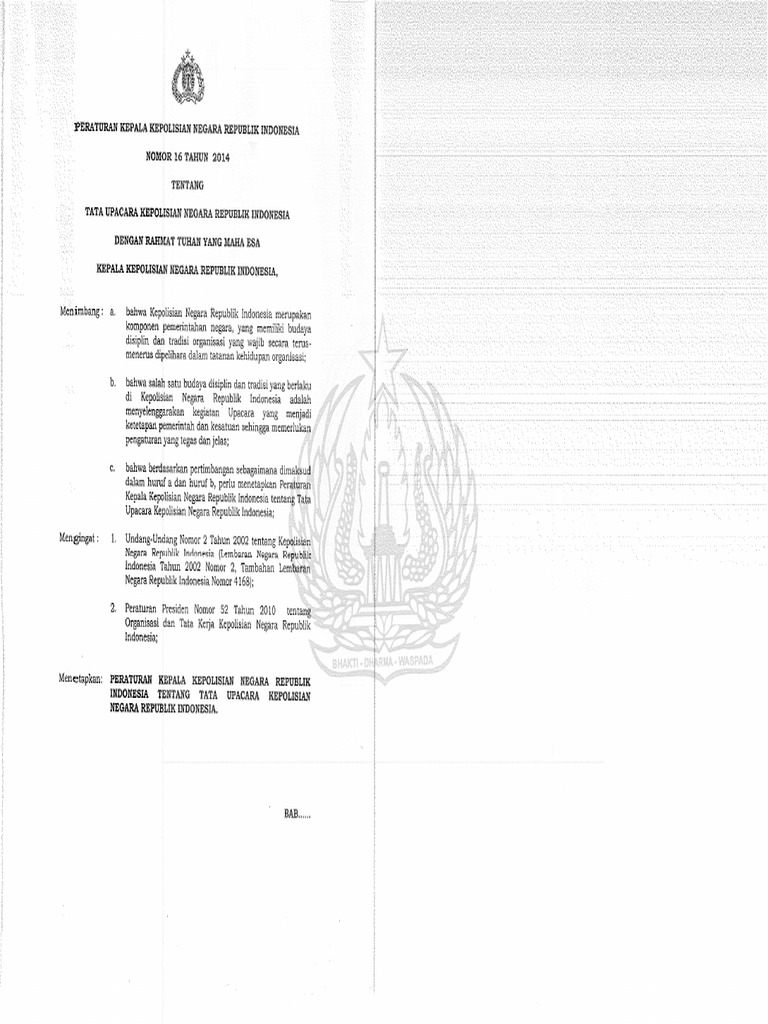 Perkap No.16 TH 2014 TTG Tata Upacara Polri | PDF