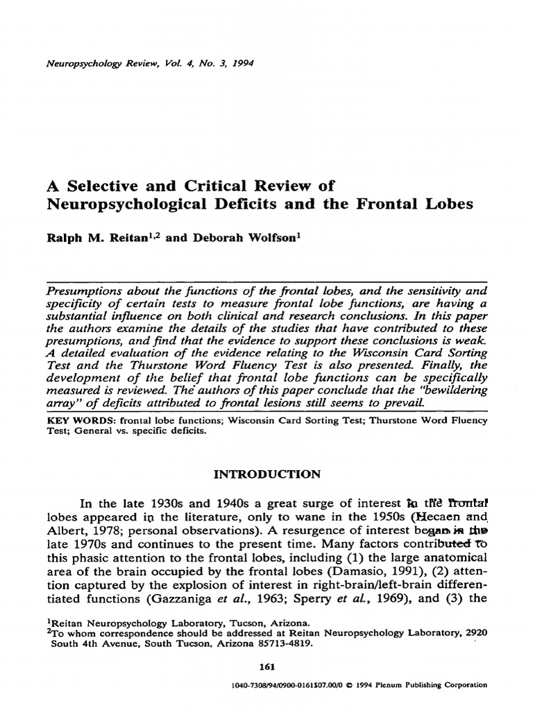 Reitan 1994 | PDF | Aphasia | Epilepsy