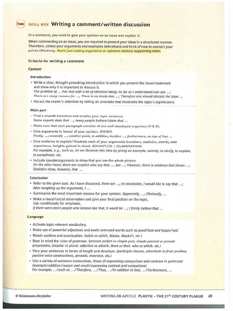 Writing A Comment - Written Discussion | PDF
