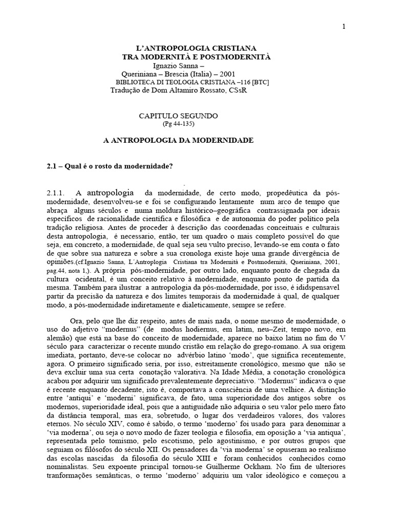 Antropologia Da Modernidade - Capitulo Segundo | Download grátis PDF | Science | Deus