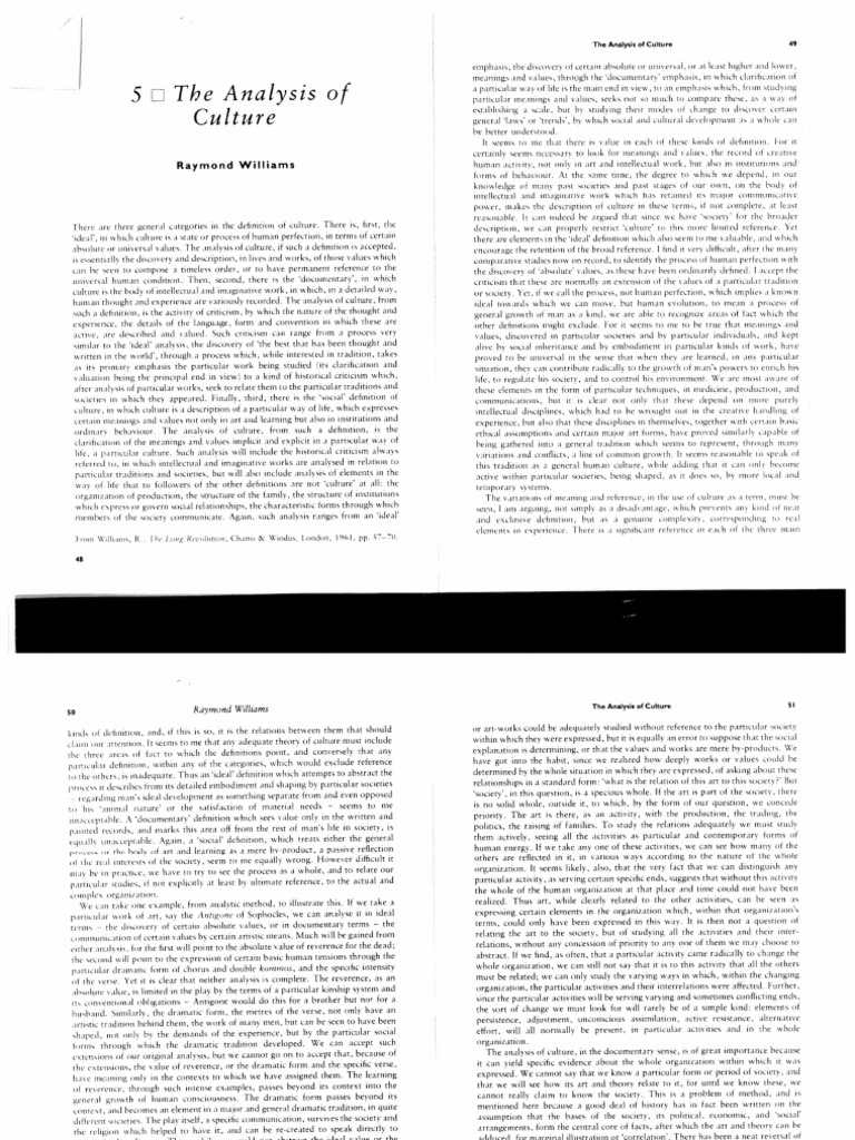 Williams - The Analysis of Culture | PDF