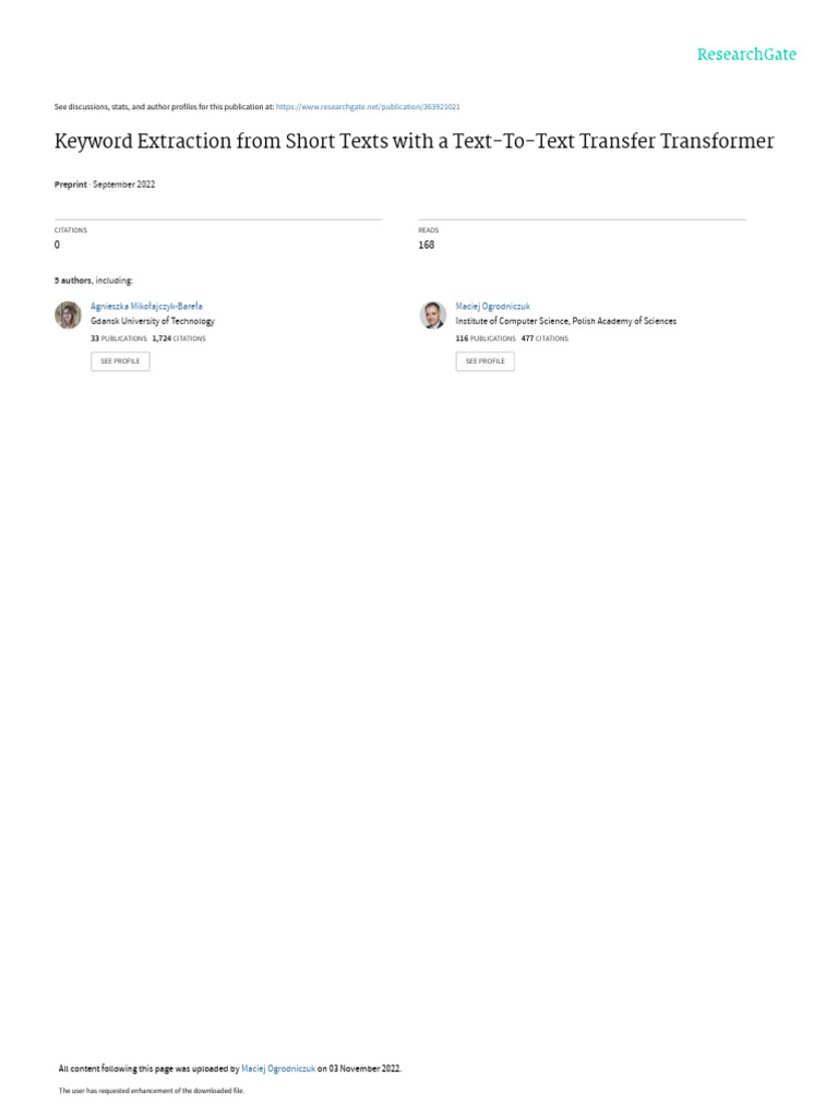 Keyword Extraction From Short Texts With A Text To Pdf Metadata Reserved Word