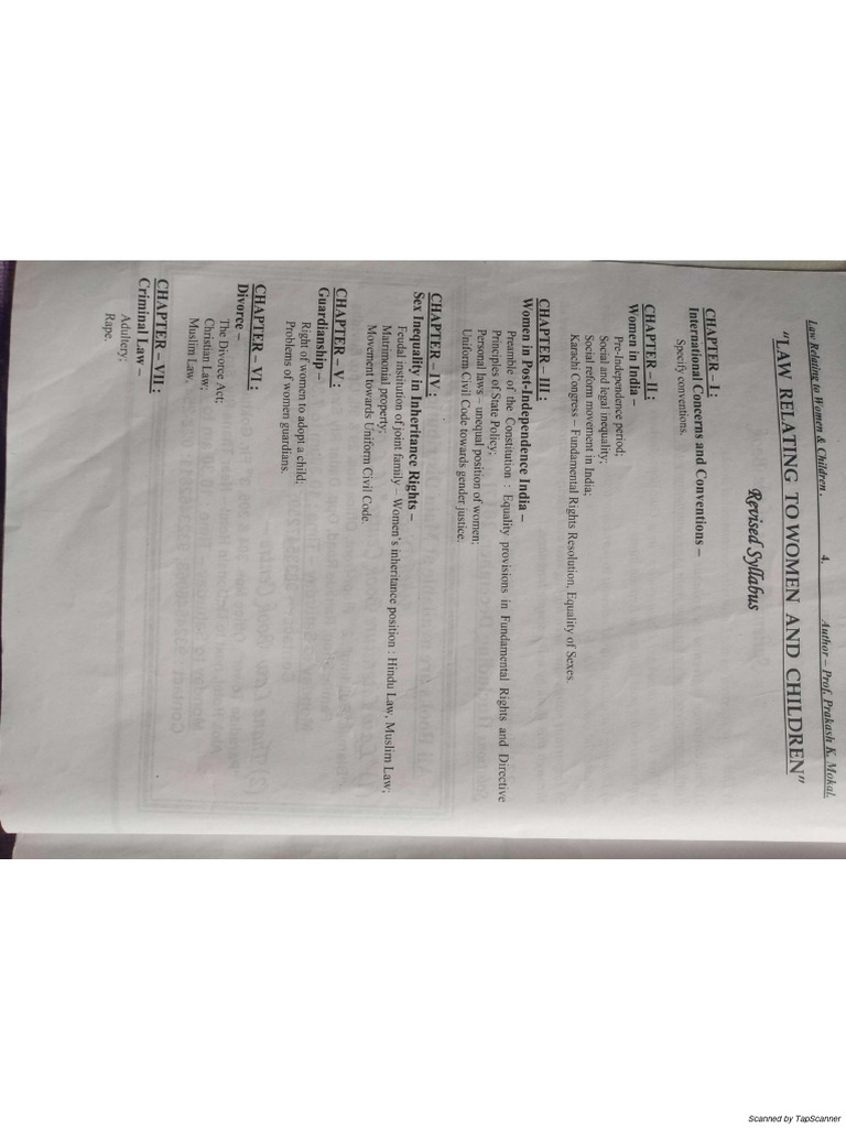 Mokal Women and Children Law | PDF