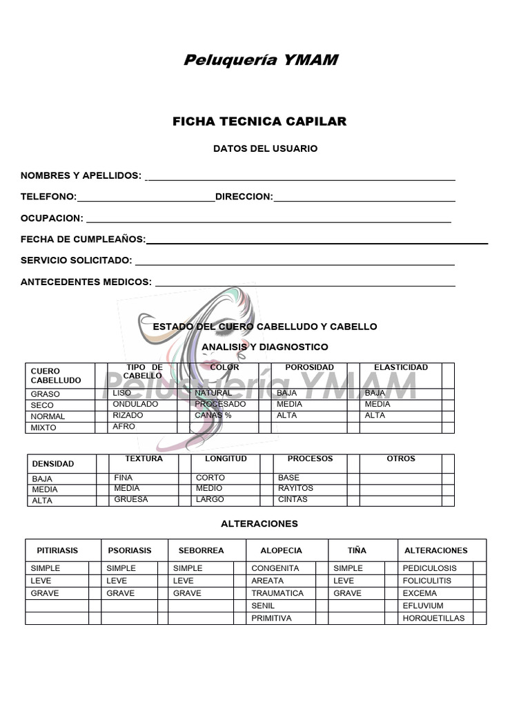 Ficha Tecnica Capilar | PDF