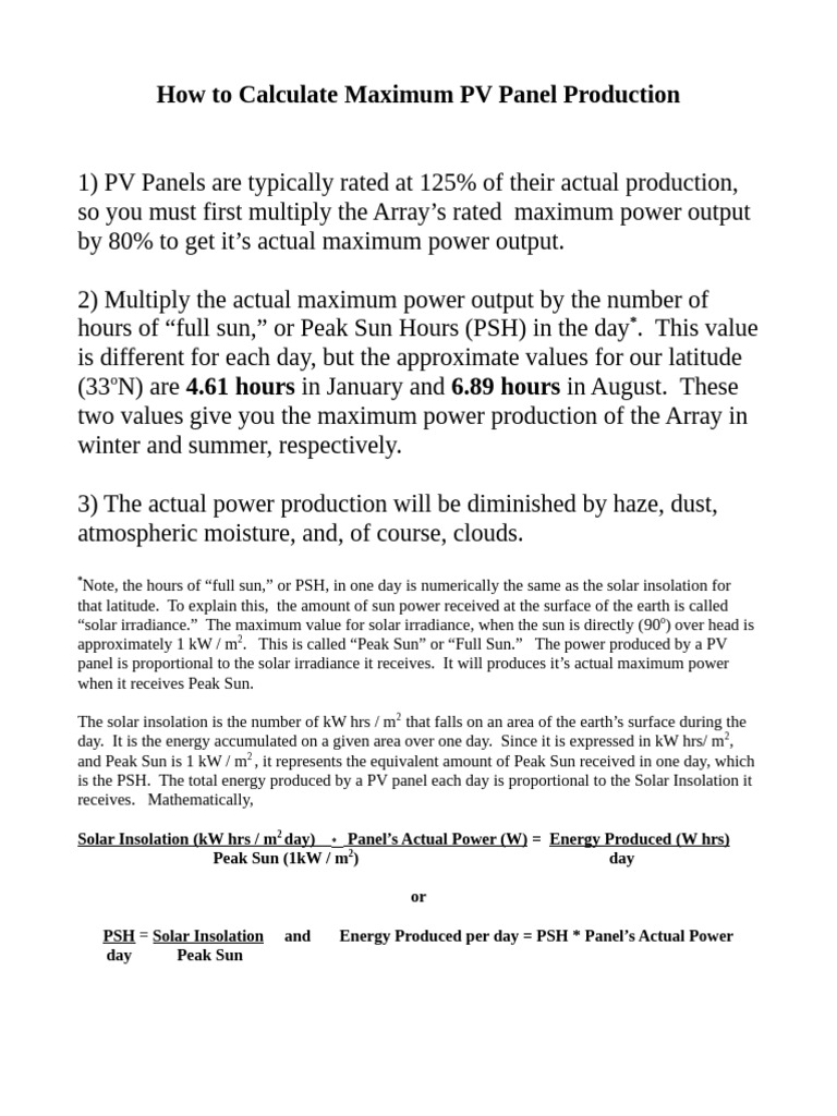 PV Panel Energy Calculation - v2 | PDF | Technology & Engineering