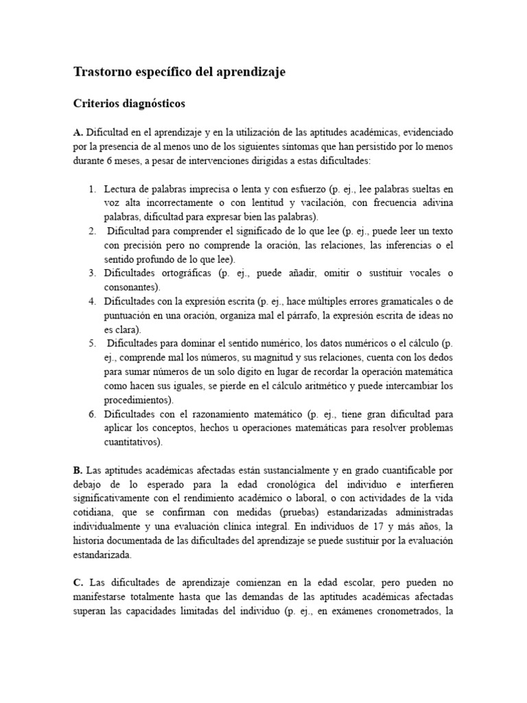 Resumen Trastornos de Aprendizaje | PDF | Desorden hiperactivo y deficit de atencion | Aprendizaje
