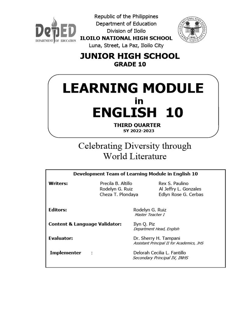 Learning Module English 10: Junior High School | PDF