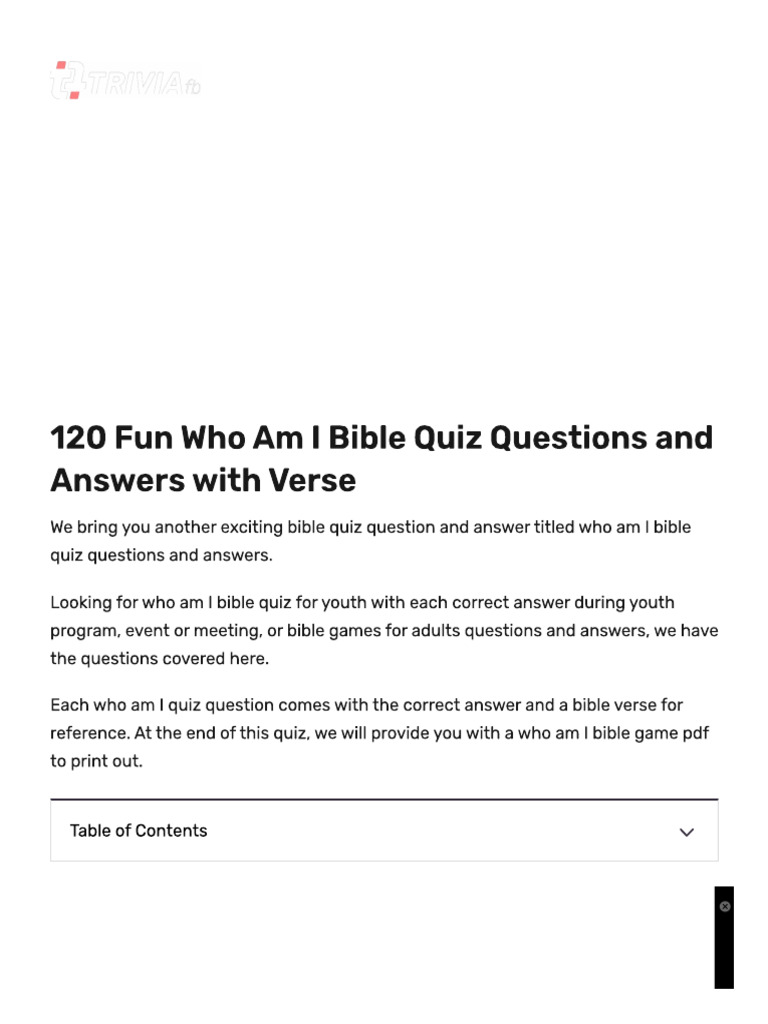 Bible quiz - who am I | PDF