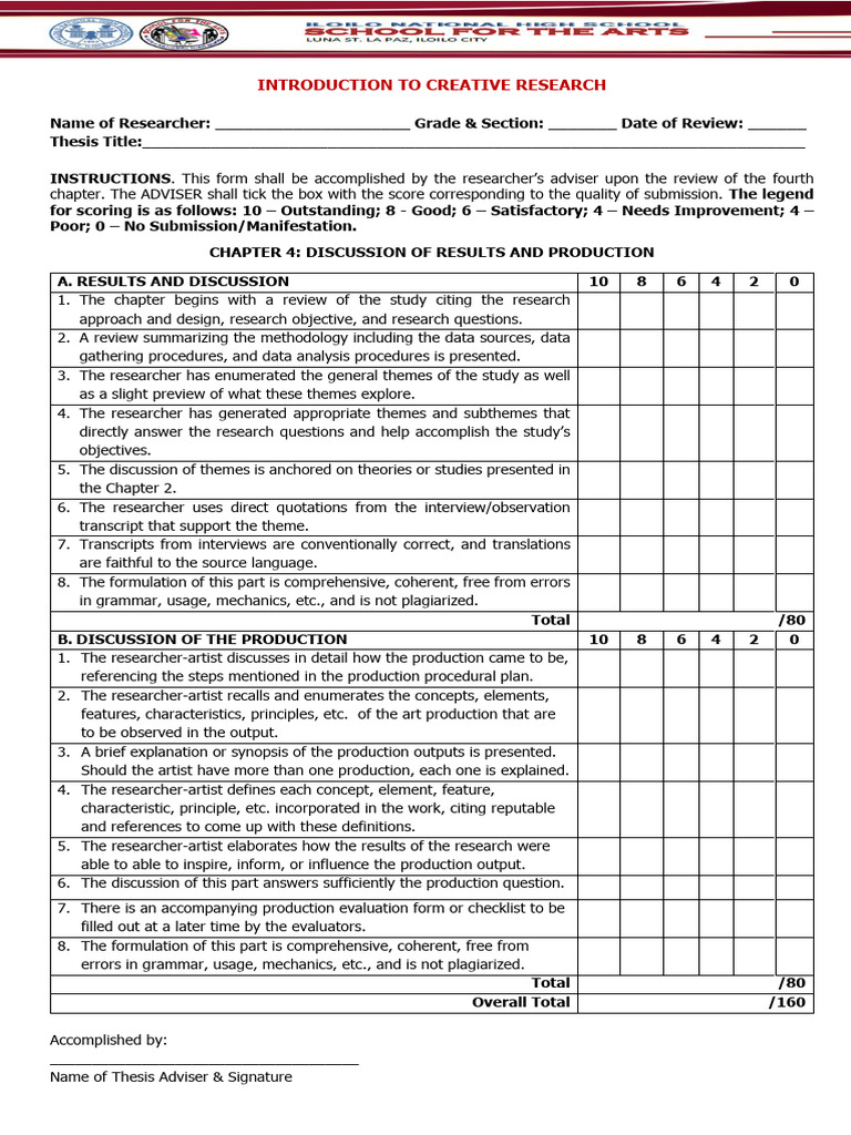 Rubric For Chapter 4 | PDF | Plagiarism | Data