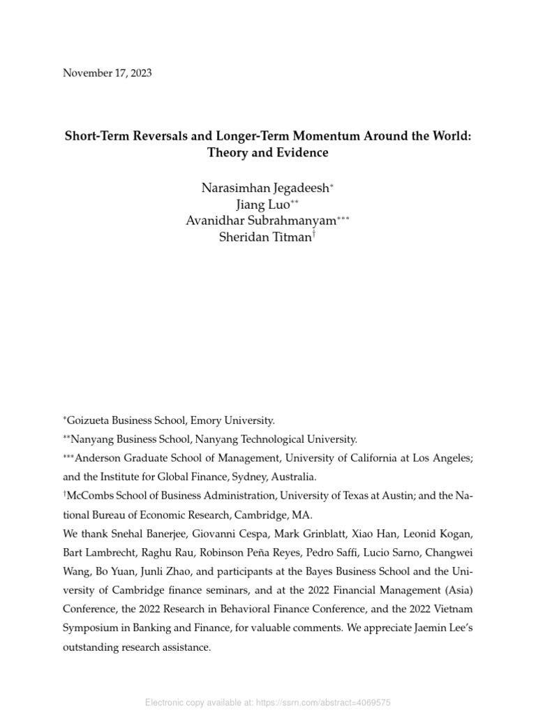 SSRN Id4069575 | PDF | Normal Distribution | Risk Premium