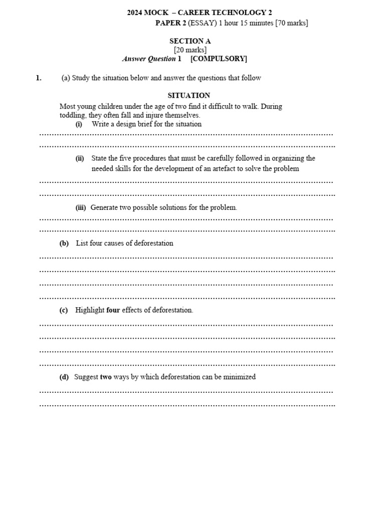 2024 Career Technology Mock Exam Paper | PDF