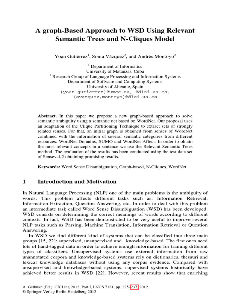 Graph-Based WSD with Semantic Trees | PDF | Semantics | Information