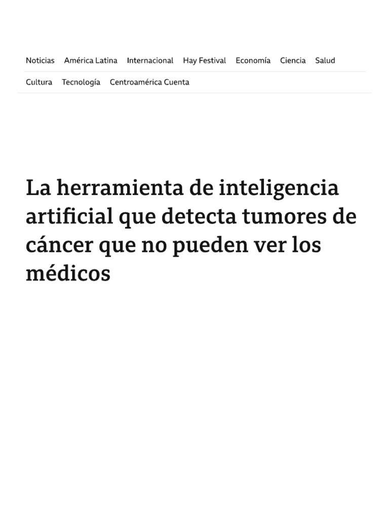 La Herramienta de Inteligencia Artificial Que Detecta Tumores de Cáncer ...
