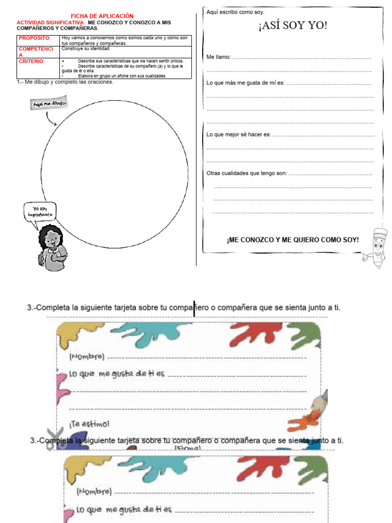 2.ficha Me Conozco y Conozco A Mis Compañeros | PDF | Relaciones ...