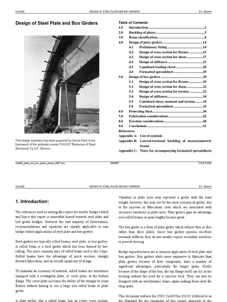 Steel Plate and Box Girder Design Guide | PDF