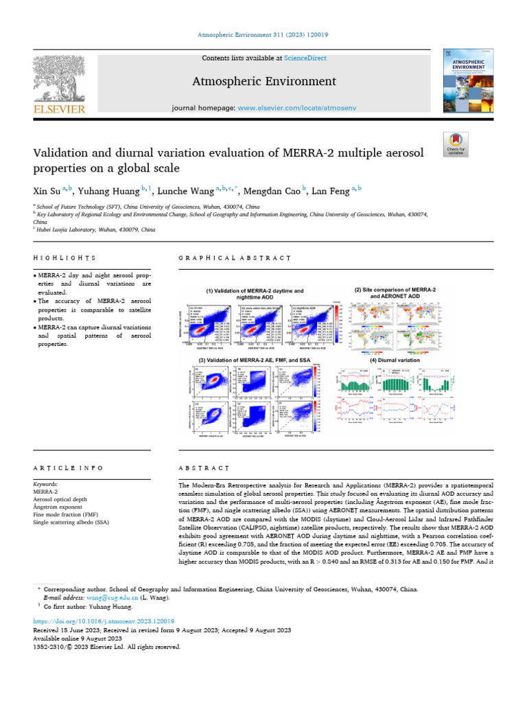 Validation and Diurnal Variation Evaluation of MERRA-2 Multiple Aerosol | PDF